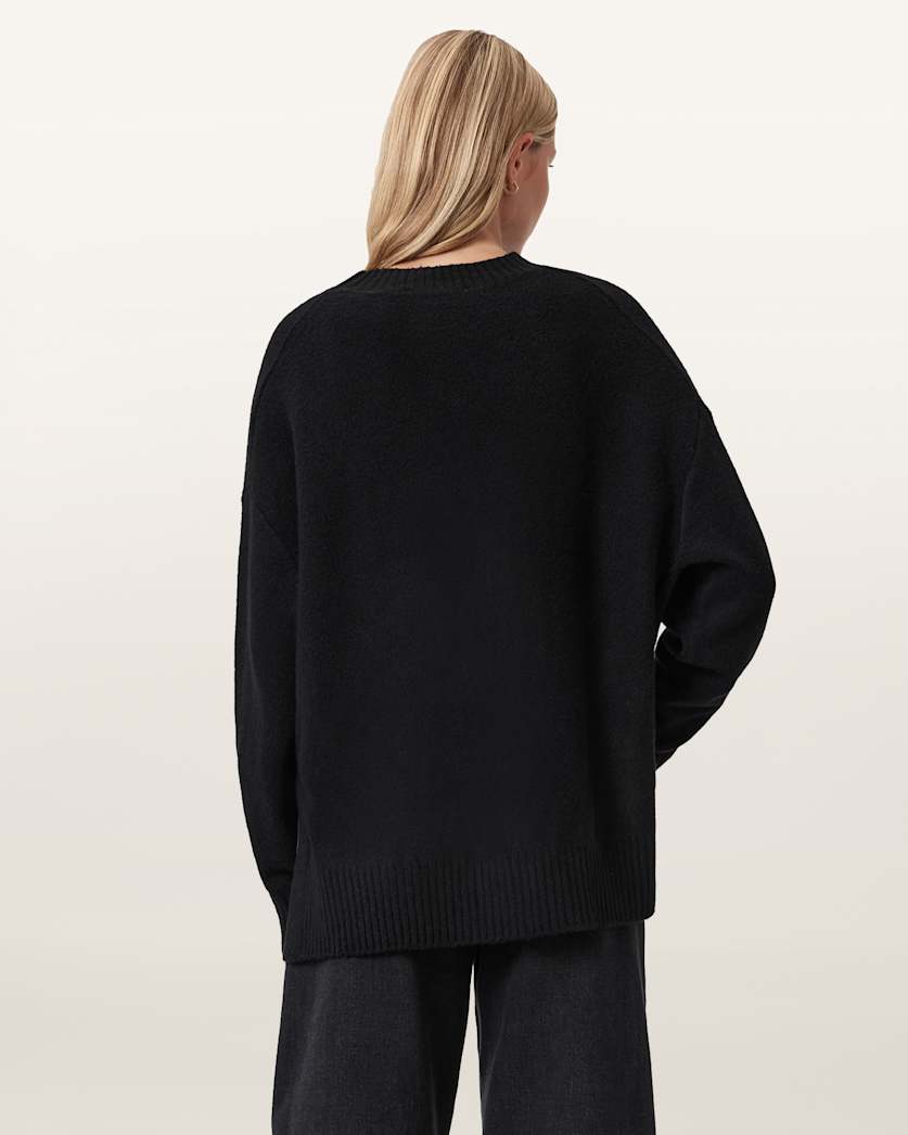 Zinc Jacquard Graphic Jumper BLACK/CHALK WHITE | ALLSAINTS